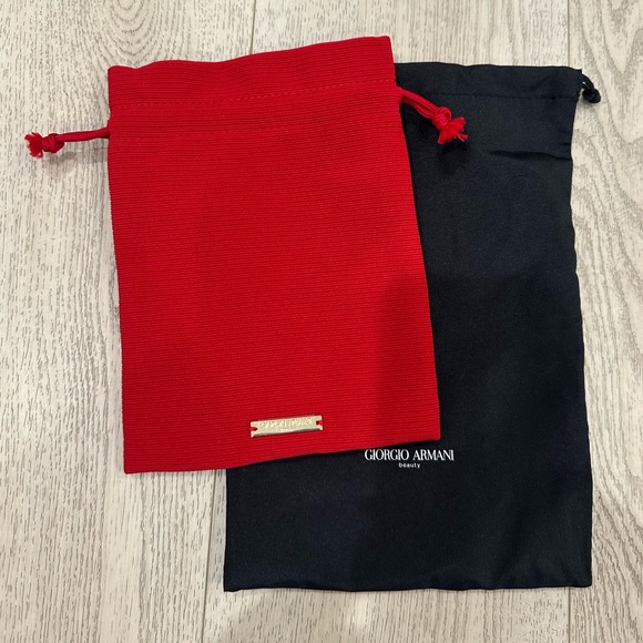 Giorgio Armani | Bags | Giorgio Armani Red And Black Drawstring Pouches ...